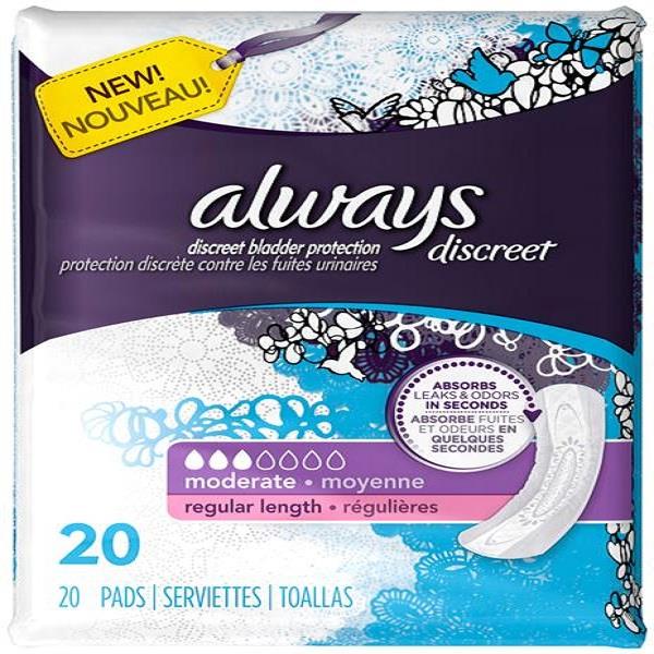 Always Discreet Moderate Regular Length Pads | Products | Lowes Foods ...